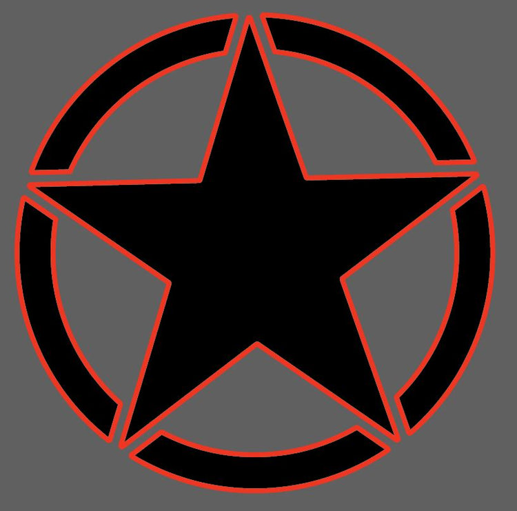 Outline 6" Military Star Side Decal Set-Pair- fits Wrangler,Jeep Gladi ...